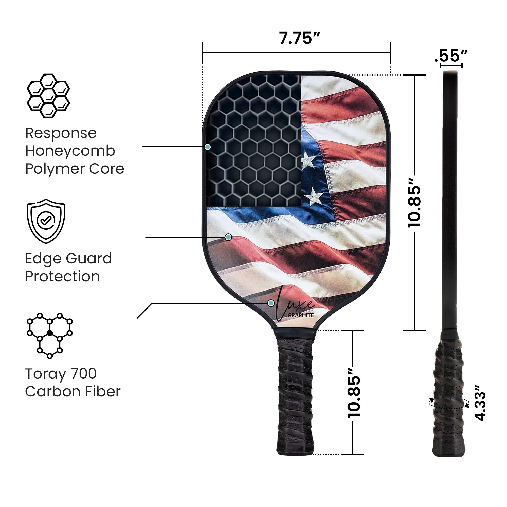 Dark Camo Palms Luxe Graphite Pickleball Paddle with Cover by Palms-O ...